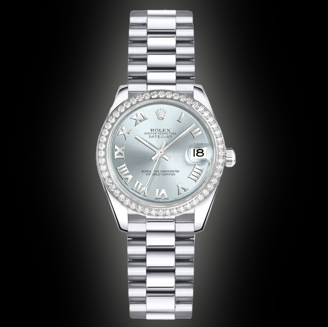 Rolex Lady-Datejust 26 179136 Ice Blue Dial, Platinum, 26.0 mm, Diamond Set