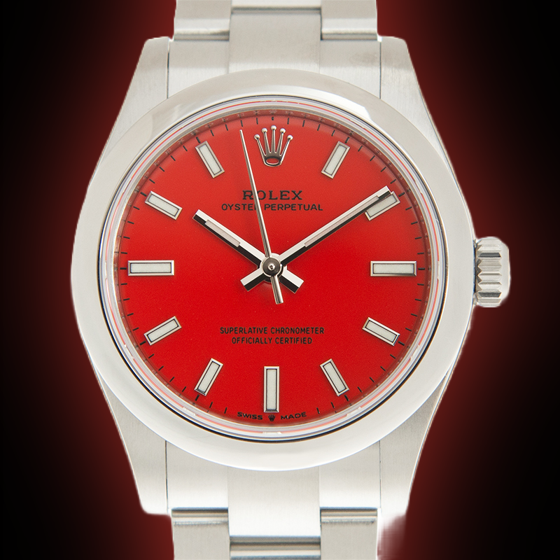 Rolex Oyster Perpetual Stainless Steel Coral Red | Coveted