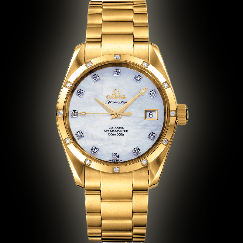 Omega Seamaster Aqua Terra 150M 2005.75 White Dial, Yellow Gold, 36.2 ...
