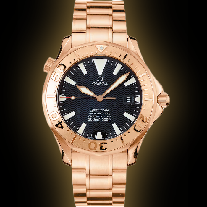 Omega Seamaster Diver 300M 2136.50 Black Dial, Red Gold, 41.0 mm, Automatic