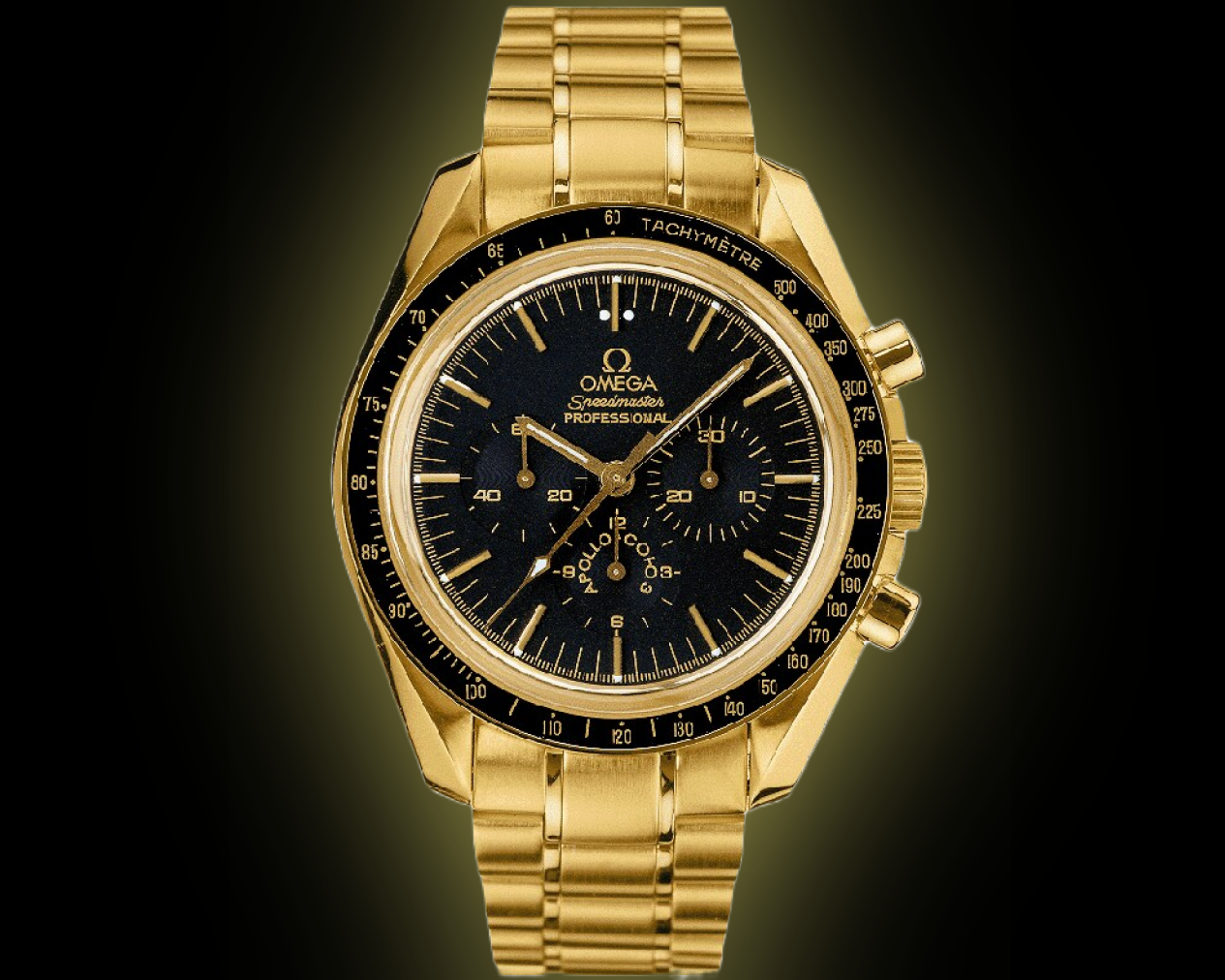 Omega Speedmaster Moonwatch 3195.59 Black Dial, Yellow Gold, 42.0 mm ...