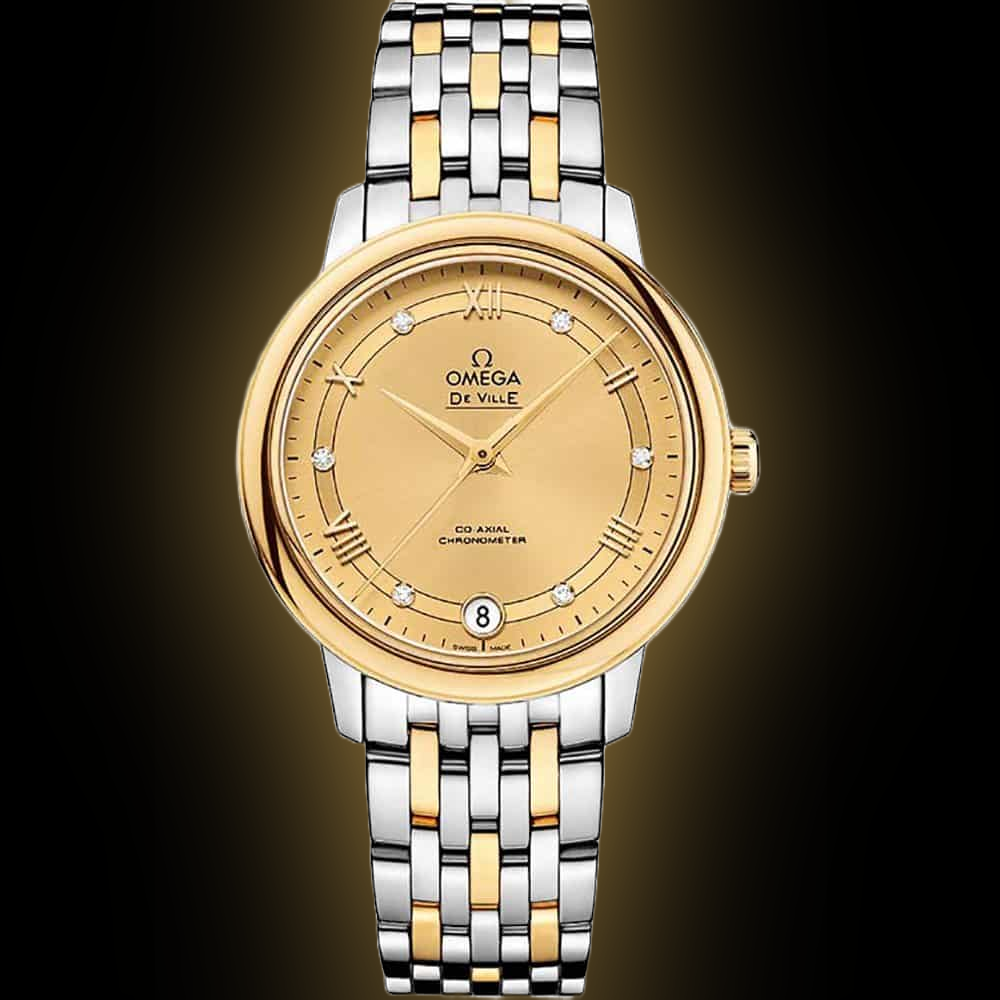 Omega De Ville Prestige 424.20 Champagne Dial, Yellow Gold, 32.7 mm, 3.5 hz