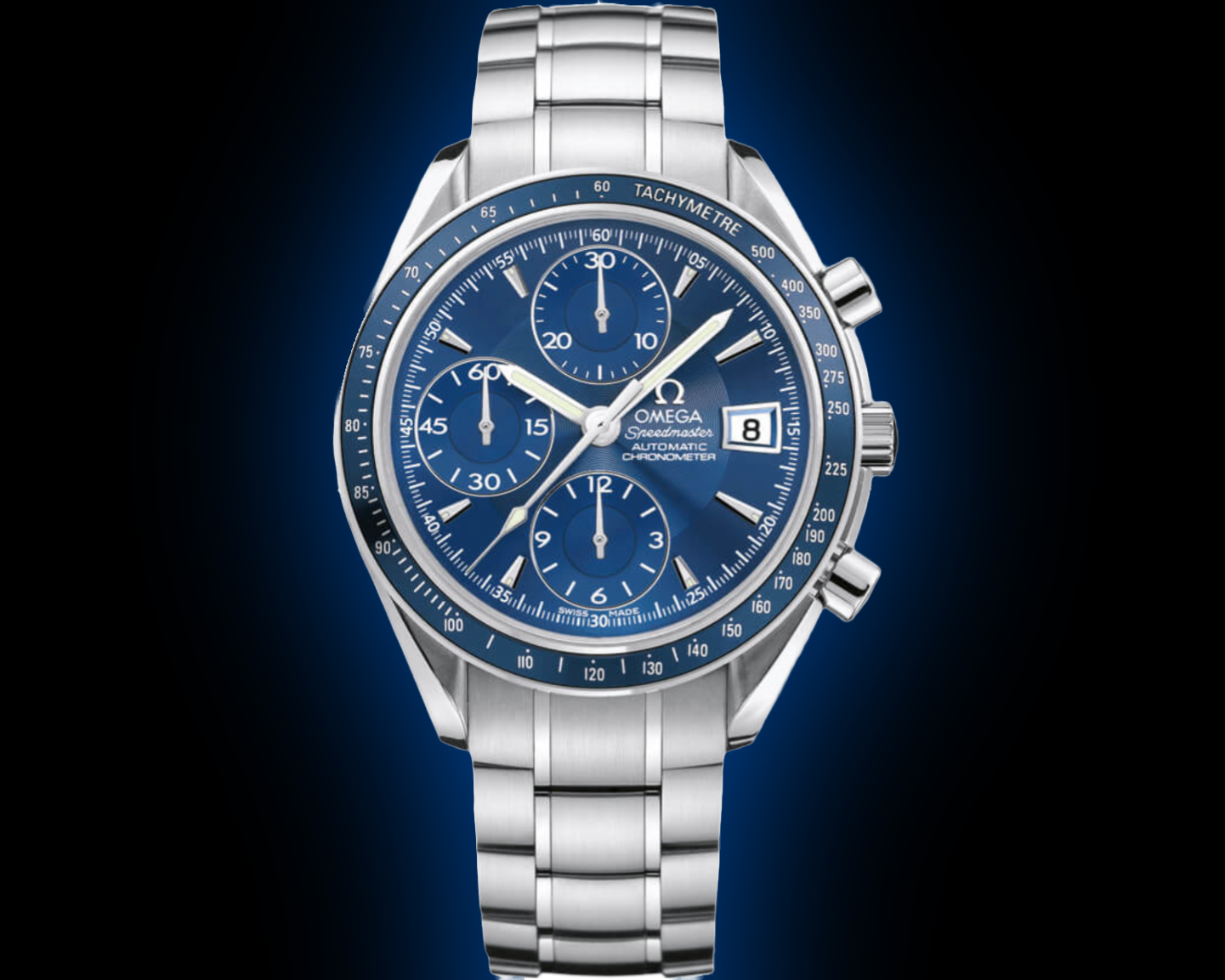 Omega Speedmaster Date 40 3212.80 Blue Dial, Stainless Steel, 40.0 mm ...
