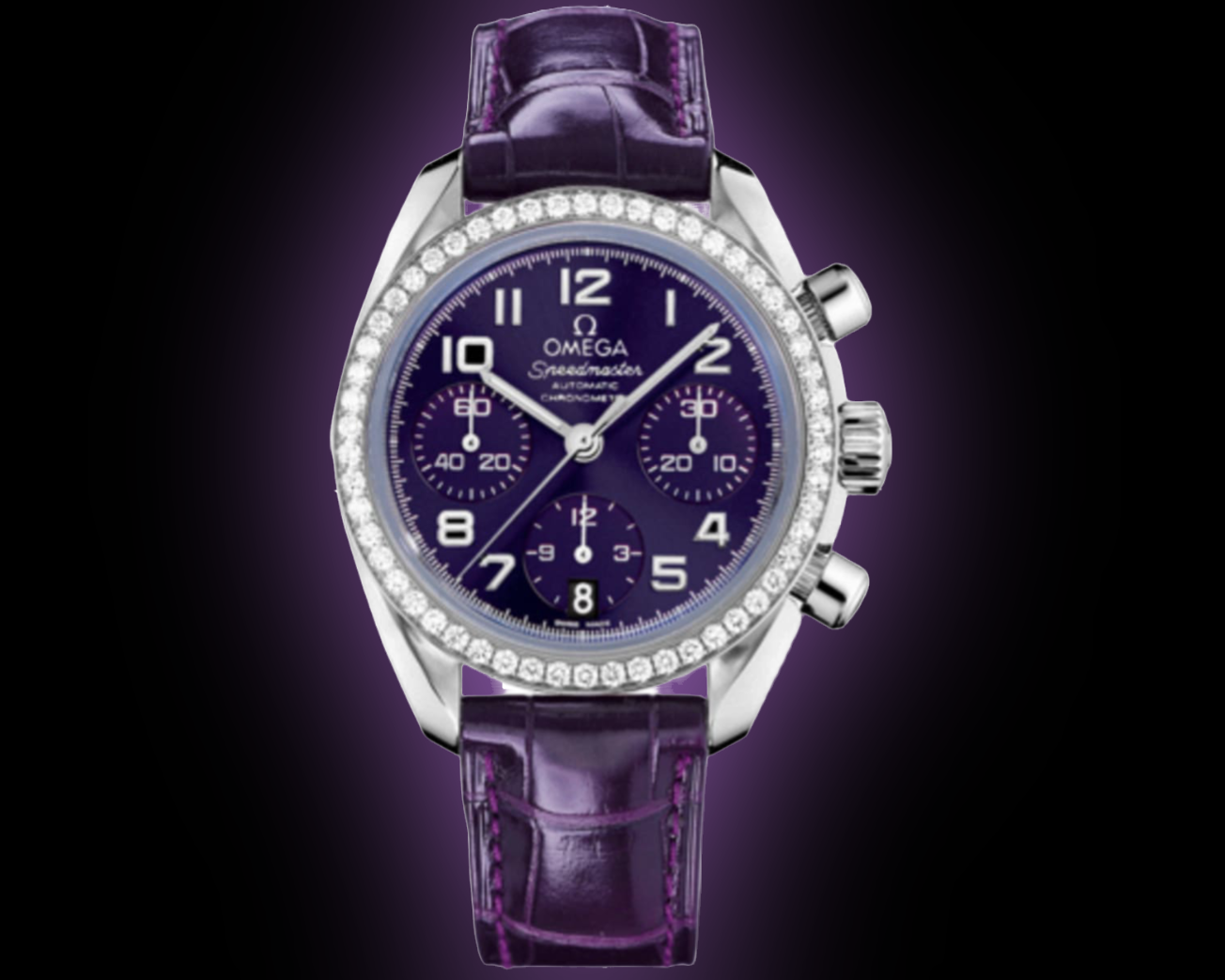 Omega Speedmaster Date 38 324.18 Purple Dial, Stainless Steel, 38.0 mm ...
