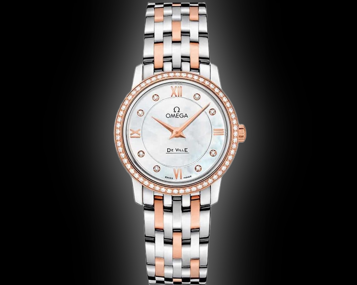 Omega De Ville Prestige Quartz 27.4 Red Gold / Diamond