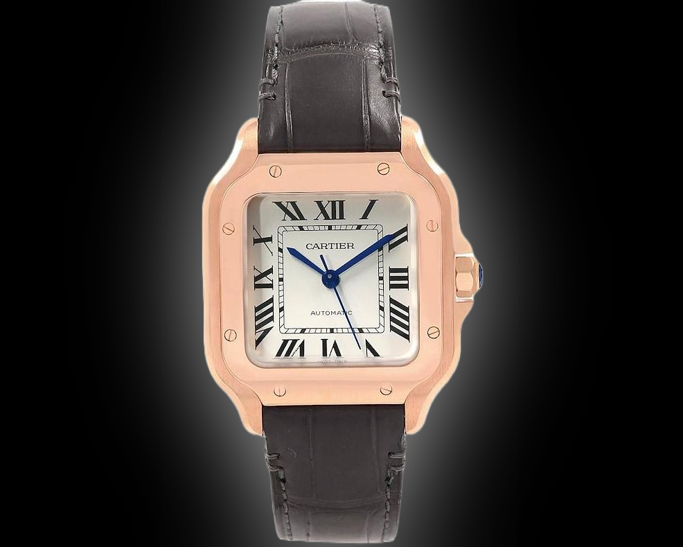 Cartier Santos de Cartier WGSA Silver Dial, 18kt Rose Gold, Self ...