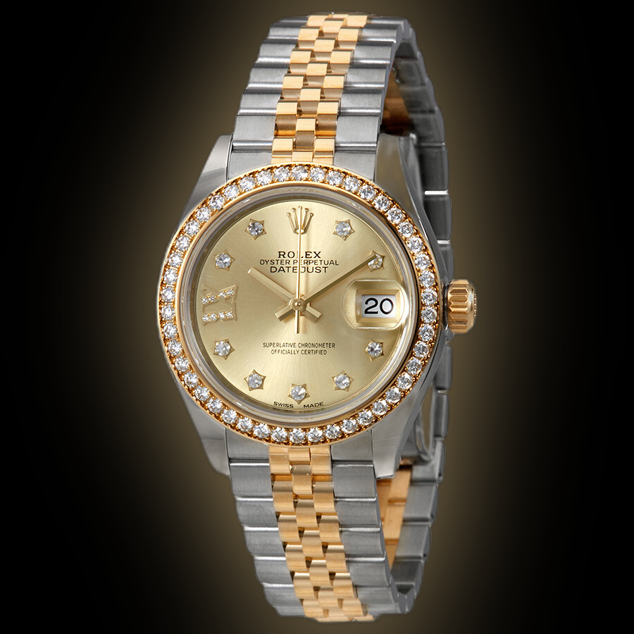 Rolex Lady-Datejust 279383 Champagne Dial, 18kt Yellow Gold, 28.0 mm ...