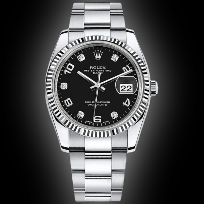 Rolex Datejust 34 115234 Black Dial, White Gold, Oyster Perpetual ...