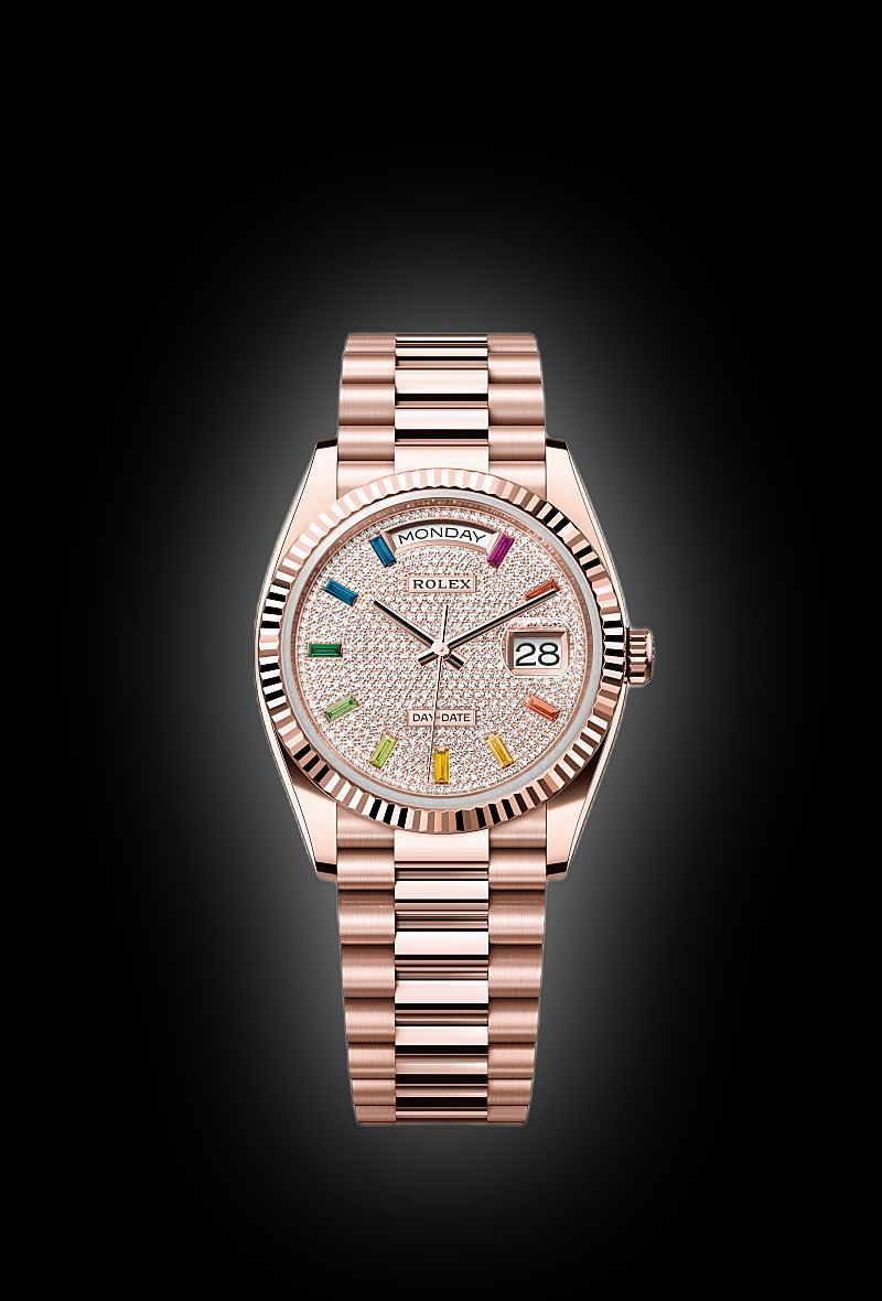 Rolex Day-Date 36 128235 Diamond-Paved Dial, 18 kt Everose Gold, 36.0 ...