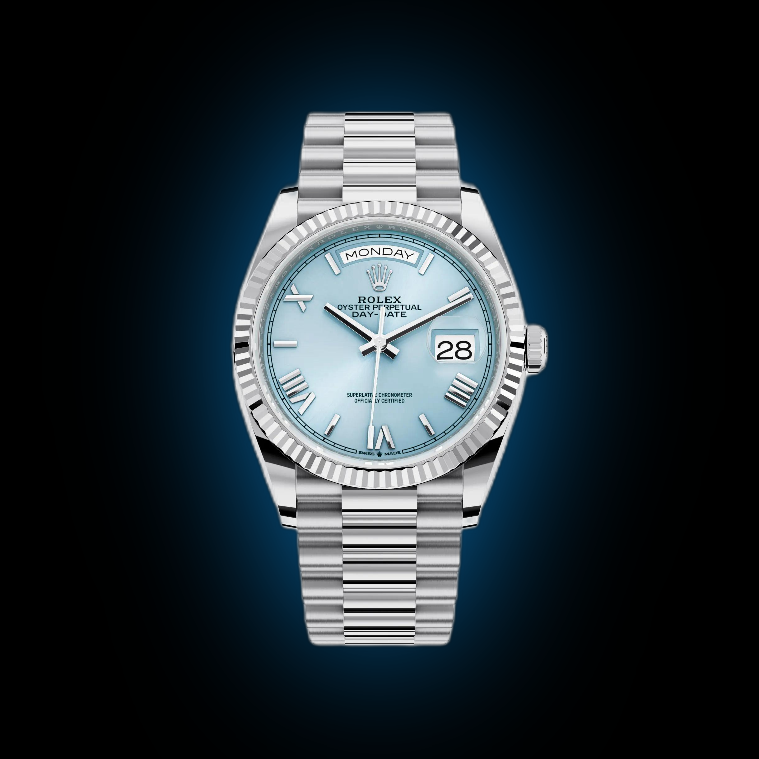 Rolex Day-Date 36 128236 Ice-Blue Dial, Platinum, 36.0 mm, 70.0 hours