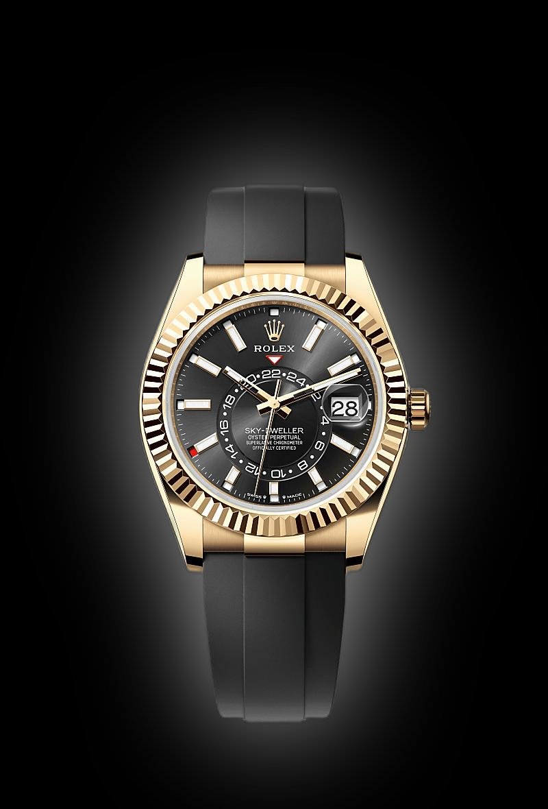 Rolex Sky-Dweller 42 336238 Bright Black Dial, 18 kt Yellow Gold, 42.0 ...