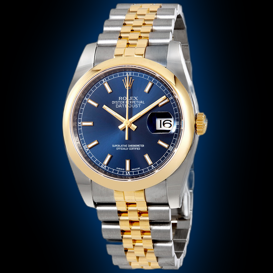 Rolex Datejust 36 116203 Blue Dial, 18kt Yellow Gold, 36.0 mm ...