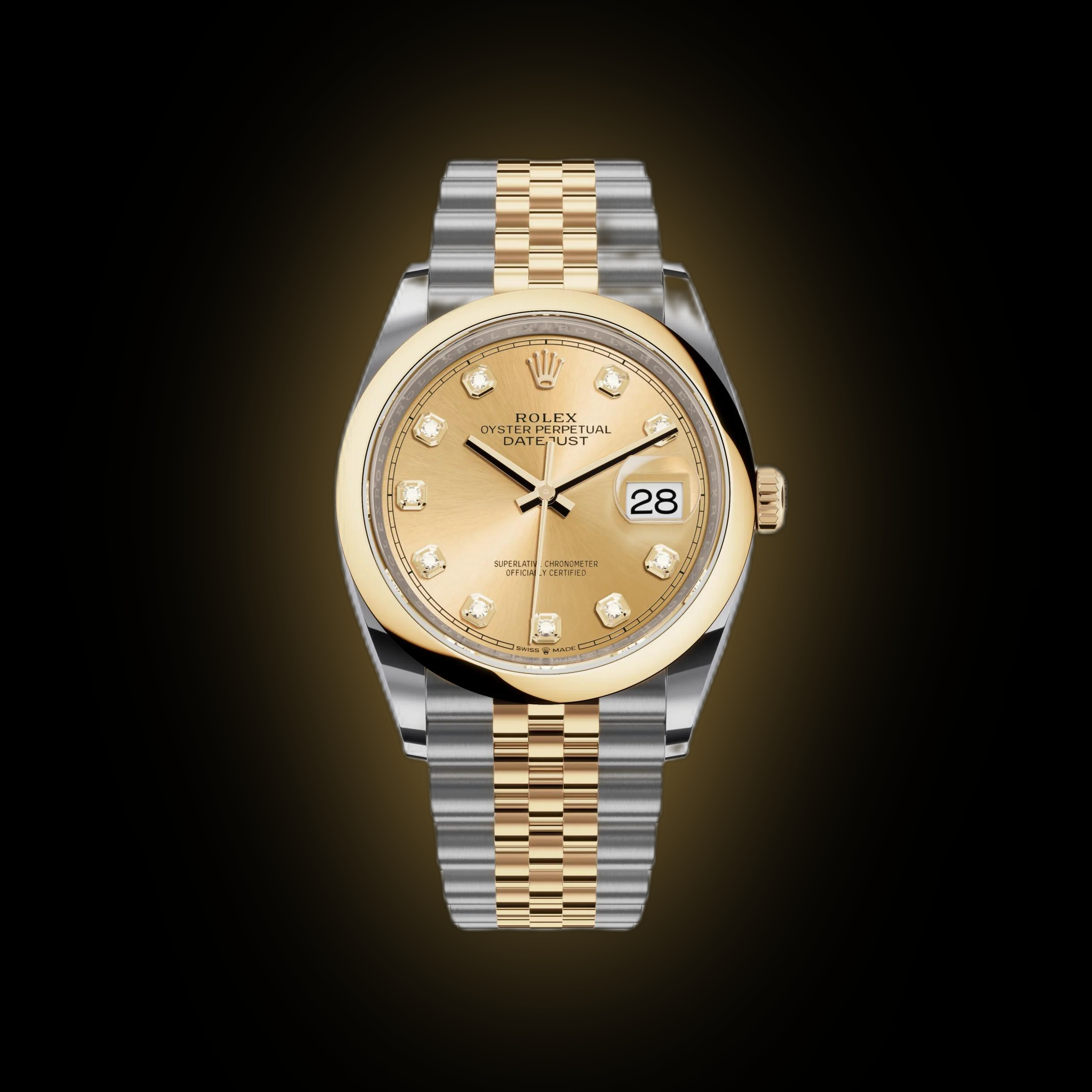 Rolex Datejust 36 126203 Champagne Dial, Yellow Rolesor, 36.0 mm, Automatic