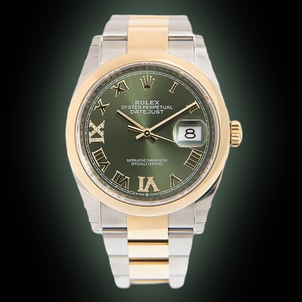 Rolex Datejust 36 126203 Green Dial, 18kt Yellow Gold, Oyster ...