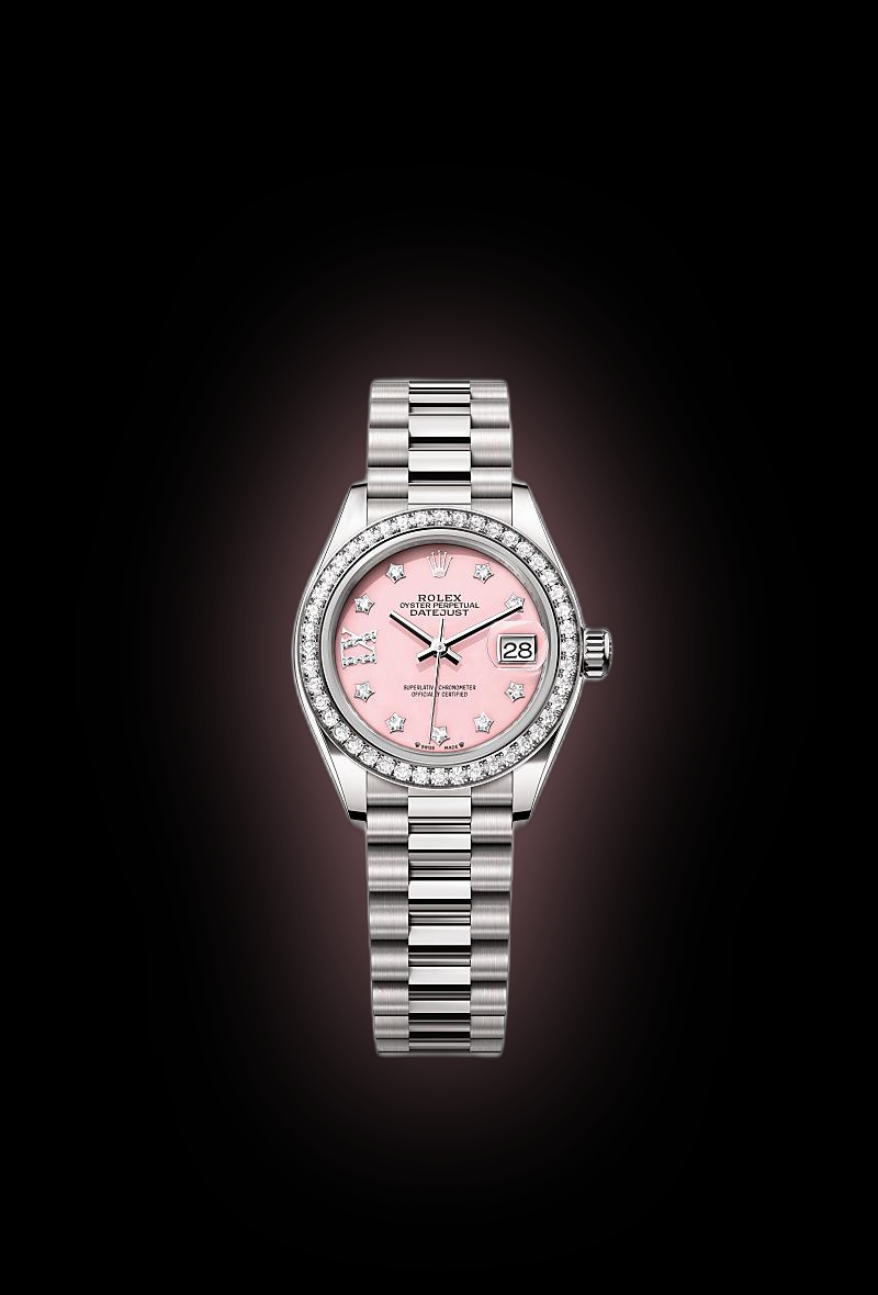 Rolex Lady-Datejust 28 279139 Pink Dial, 18 kt White Gold, 28.0 mm, Opal