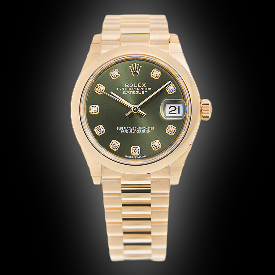 Rolex Datejust 31 278248 Olive Green Dial, 18kt Yellow Gold, Automatic ...