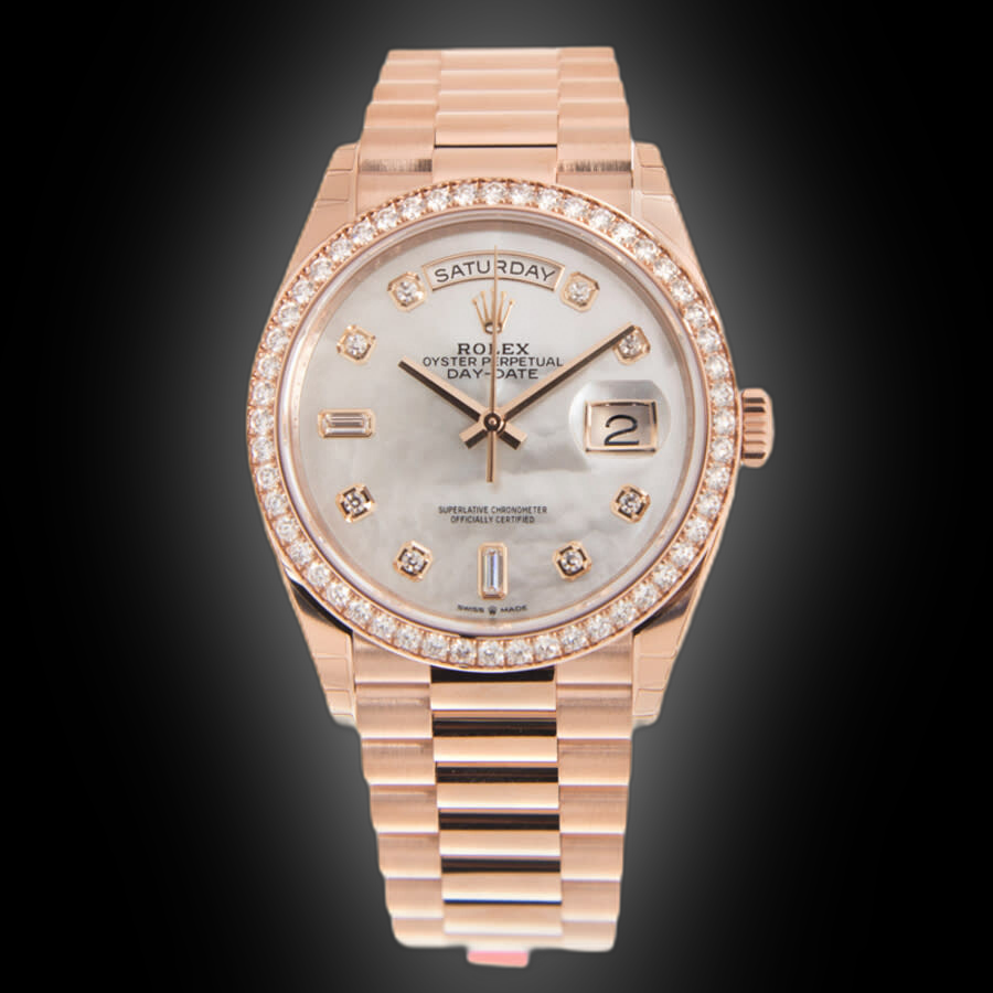 Rolex Day-Date 36 128345 Mother of Pearl Dial, 18kt Rose Gold ...