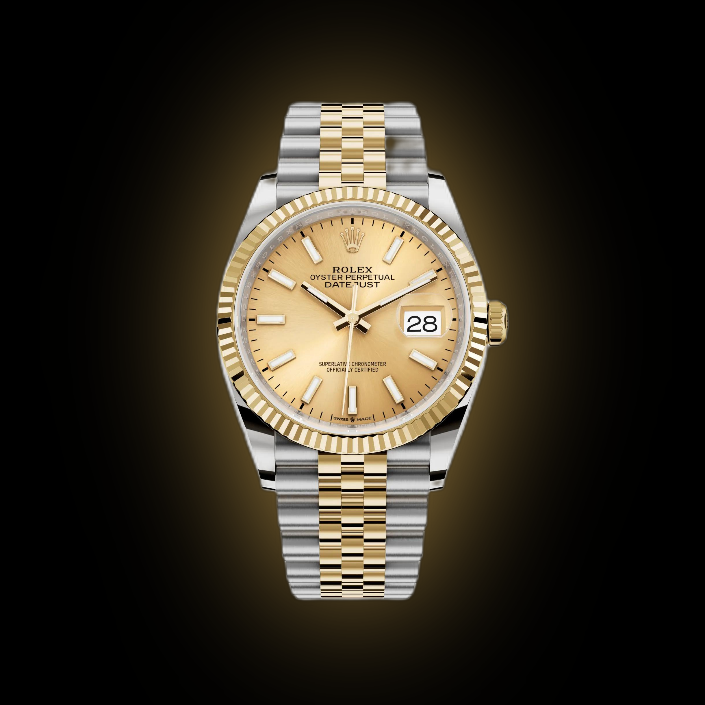 Rolex Datejust 36 126233 Champagne Dial, Yellow Rolesor, 36.0 mm, 70.0 ...