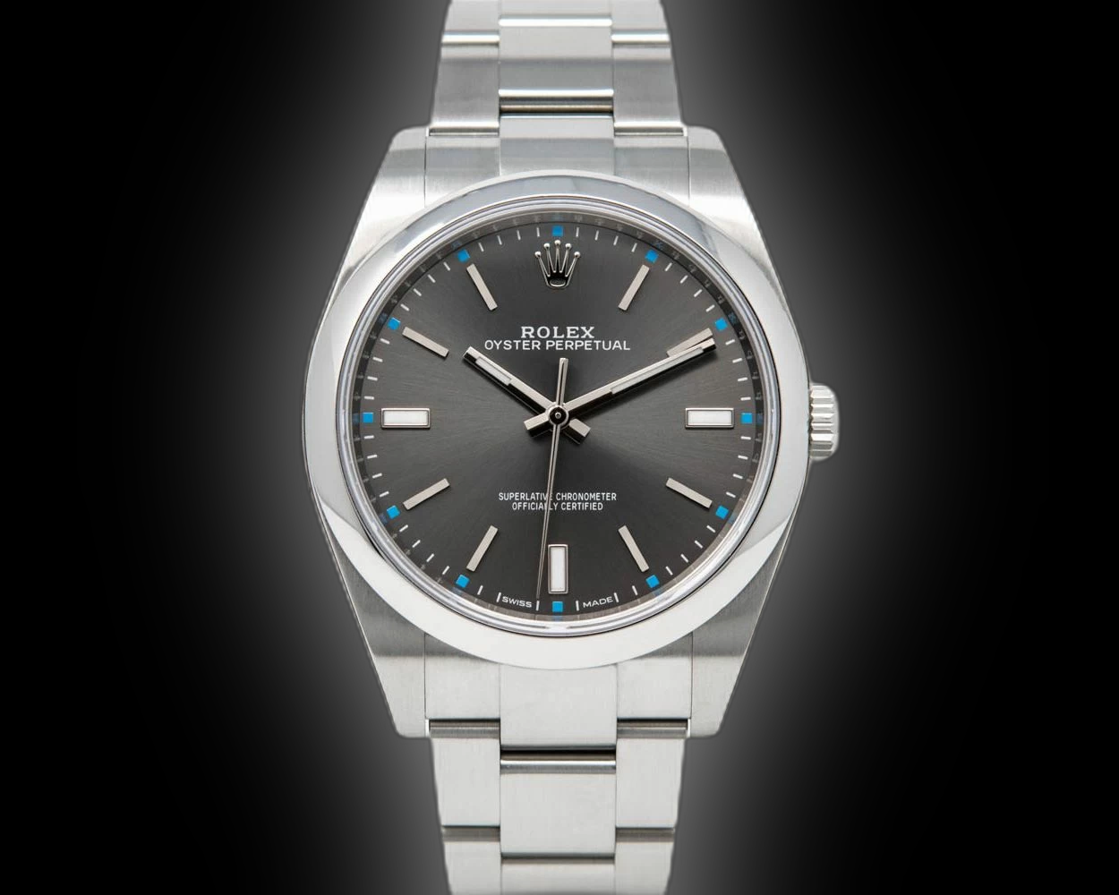 Rolex Oyster Perpetual 114300 Dark Rhodium Dial, Stainless Steel, 39.0 ...