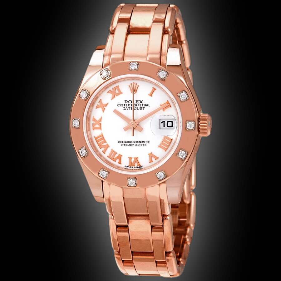 Rolex Lady-Datejust Pearlmaster 80315 White Dial, 18k Everose Gold, 29. ...