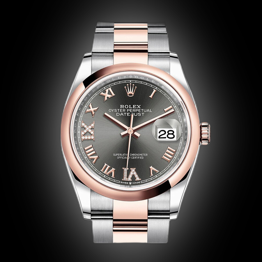 Rolex Datejust 36 126201 Dark Rhodium Dial, 18kt Everose Gold, Oyster ...