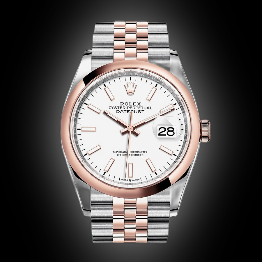 Rolex Datejust 36 126201 White Dial, 18kt Everose Gold, Date, Men's Watch