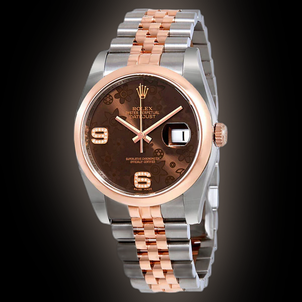 Rolex Datejust 36 116201 Brown Floral Dial, Stainless Steel, Automatic ...