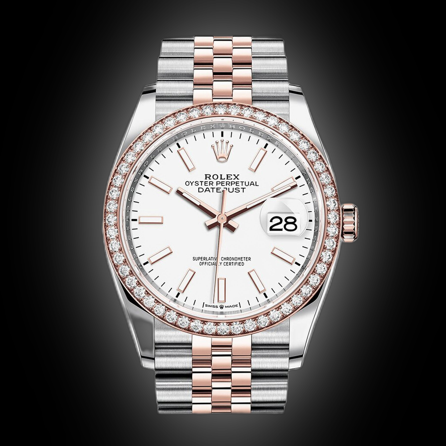 Rolex Datejust 36 126281 White Dial, 18kt Everose Gold, 36.0 mm ...