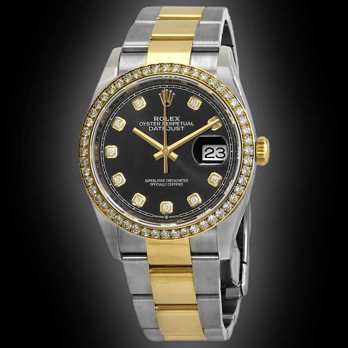 Rolex Datejust 36 126283 Black Dial, 18kt Yellow Gold, 36.0 mm ...