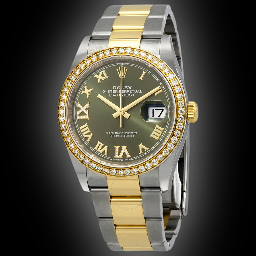 Rolex Datejust 36 126283 Green Dial, 18kt Yellow Gold, Date, Men's Watch