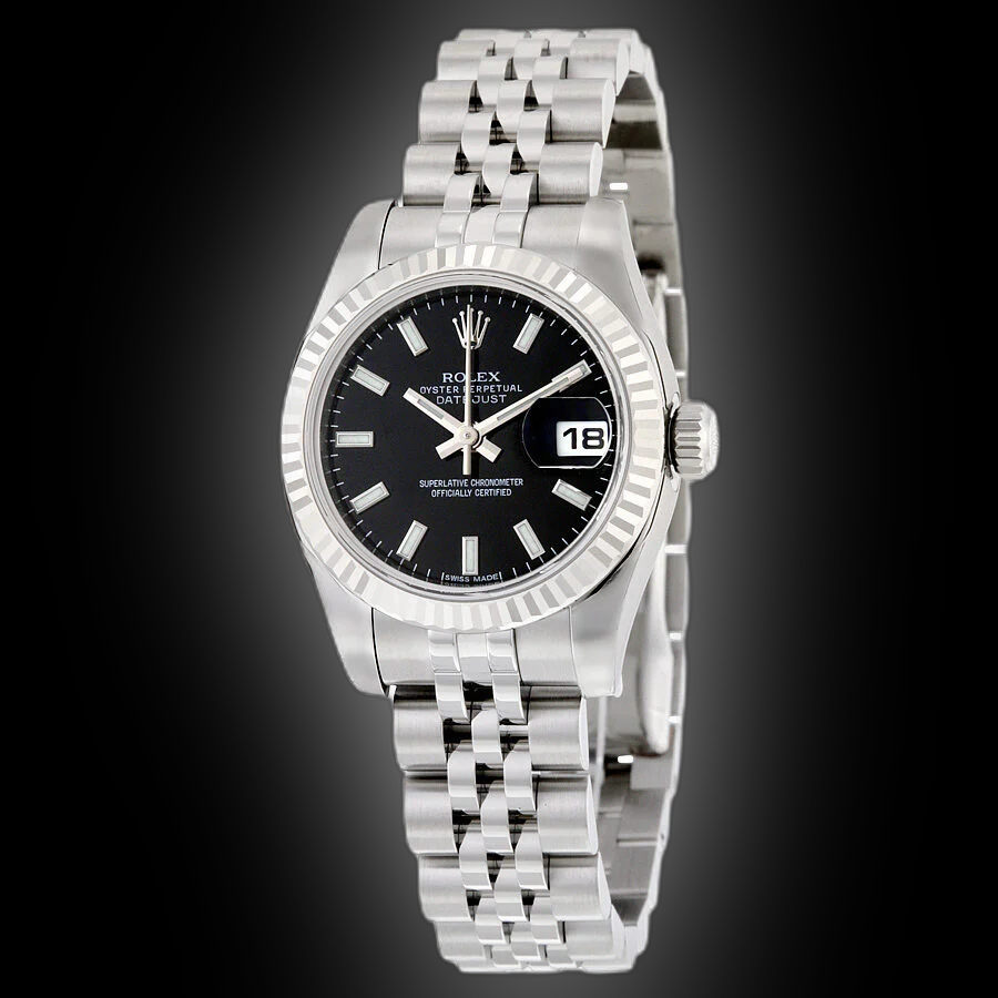 Rolex Lady-Datejust 26 179174 Black Dial, Stainless Steel, 26.0 mm ...