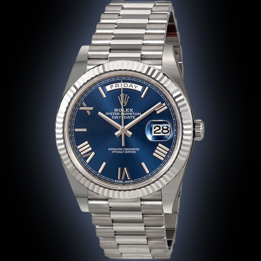 Rolex Day-Date 40 228239 Blue Dial, 18kt White Gold, President, Men's Watch