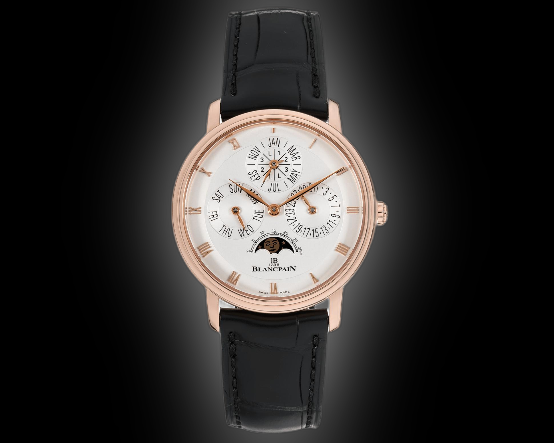 Blancpain Villeret 6057 Silver Opaline Dial, 18kt Rose Gold, Perpetual ...