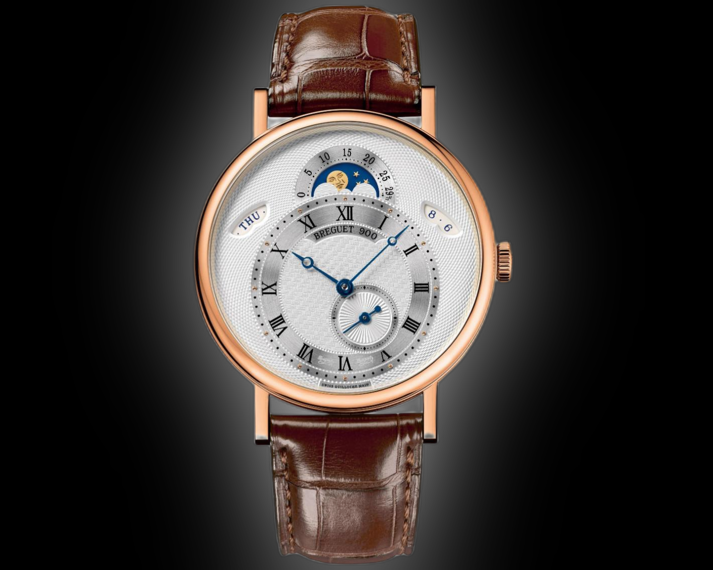 Breguet Classique 7337 Silvery Dial, 18K Rose Gold, Calendrier, Alligator