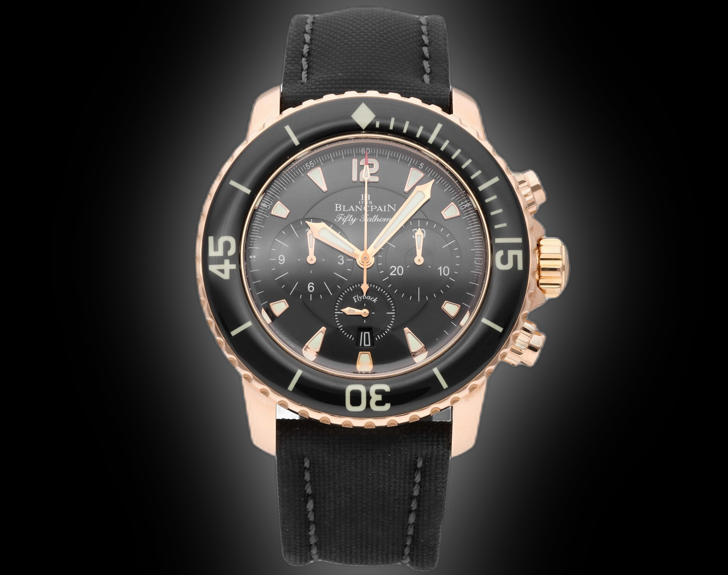 Blancpain Fifty Fathoms 5085 Black Dial, Red Gold, 45.0 mm, Flyback