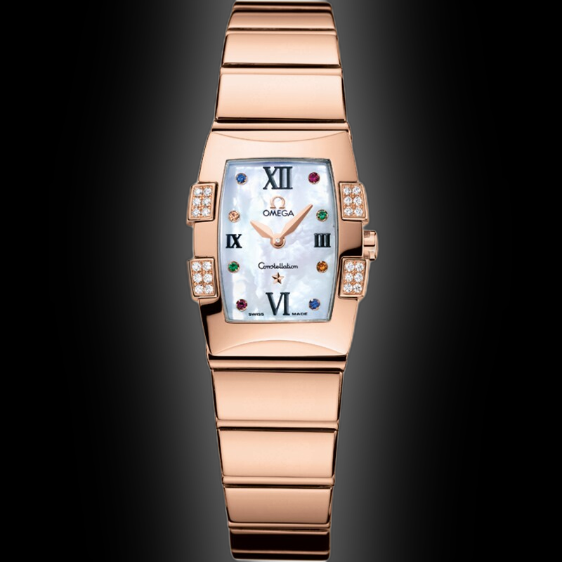 Omega Constellation Quadrella 1183.79 White Dial, Red Gold, 19.3 mm, Quartz