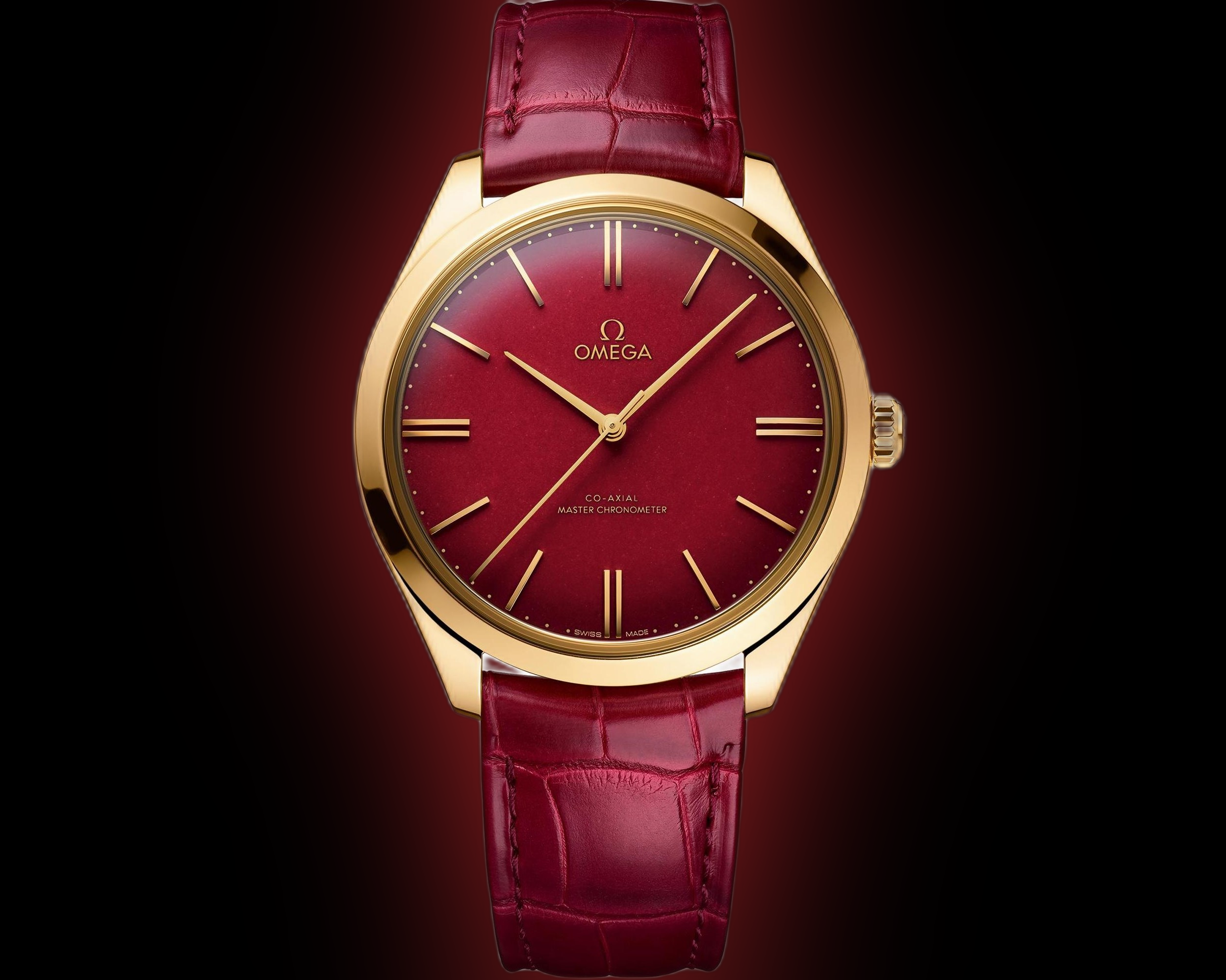 Omega De Ville Trésor 435.53 Red Dial, 18K Yellow Gold, 40.0 mm, Manual ...