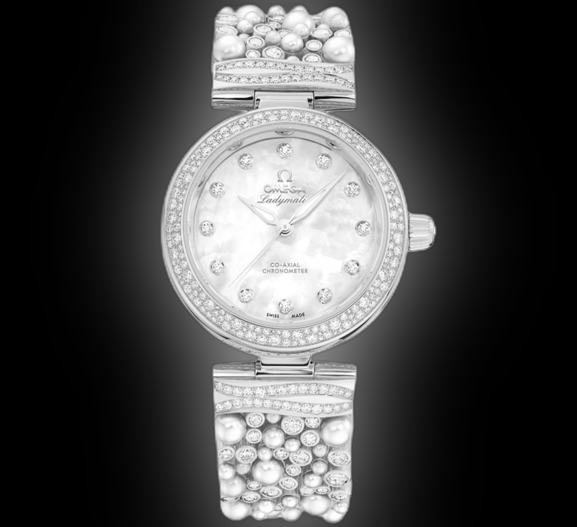 Omega De Ville Ladymatic 425.65 White Dial, 34.0 mm, Self Winding, Gem-Set