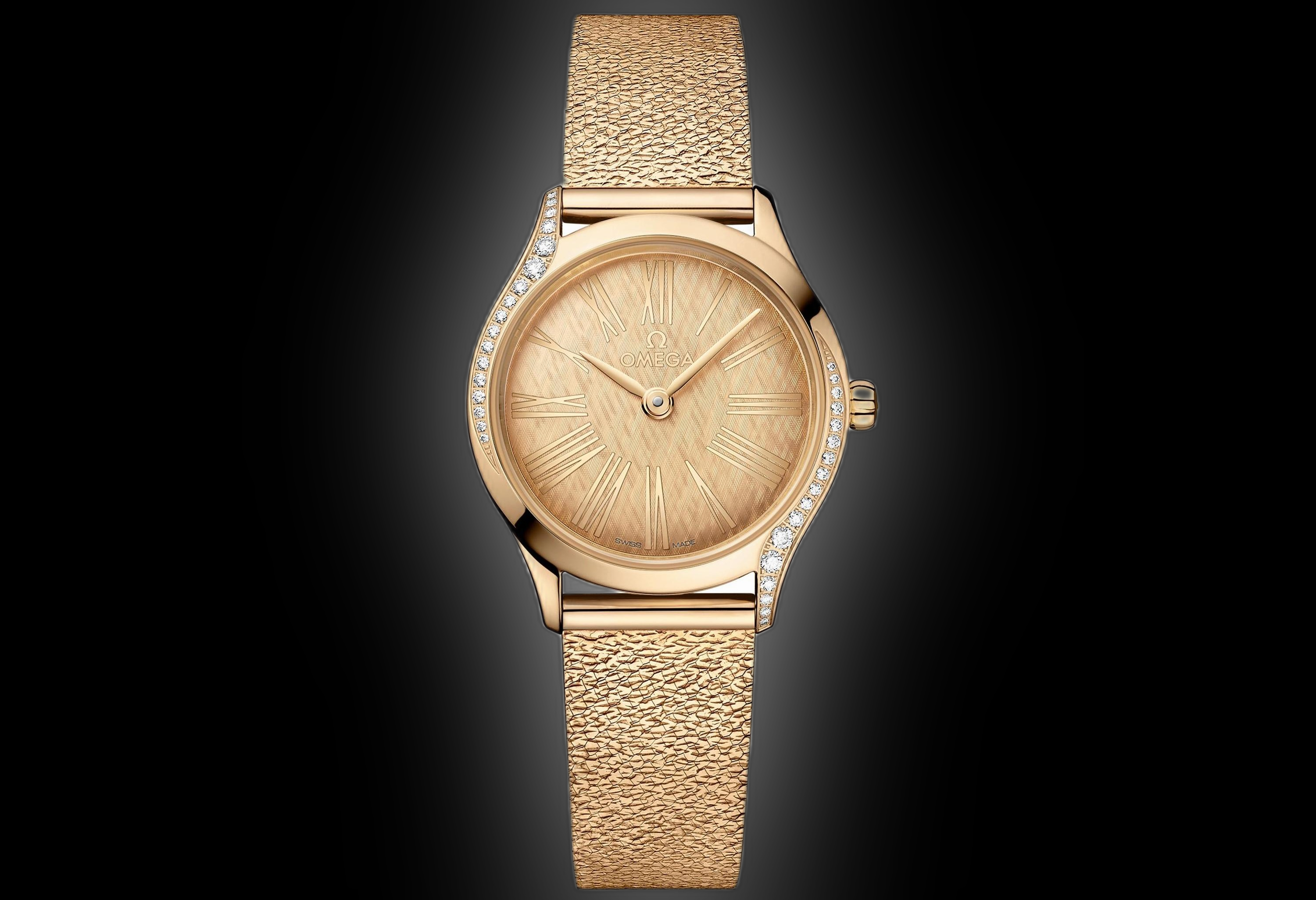 Omega De Ville Trésor 428.55 Yellow Dial, 18K Moonshine Gold, 26.0 mm ...