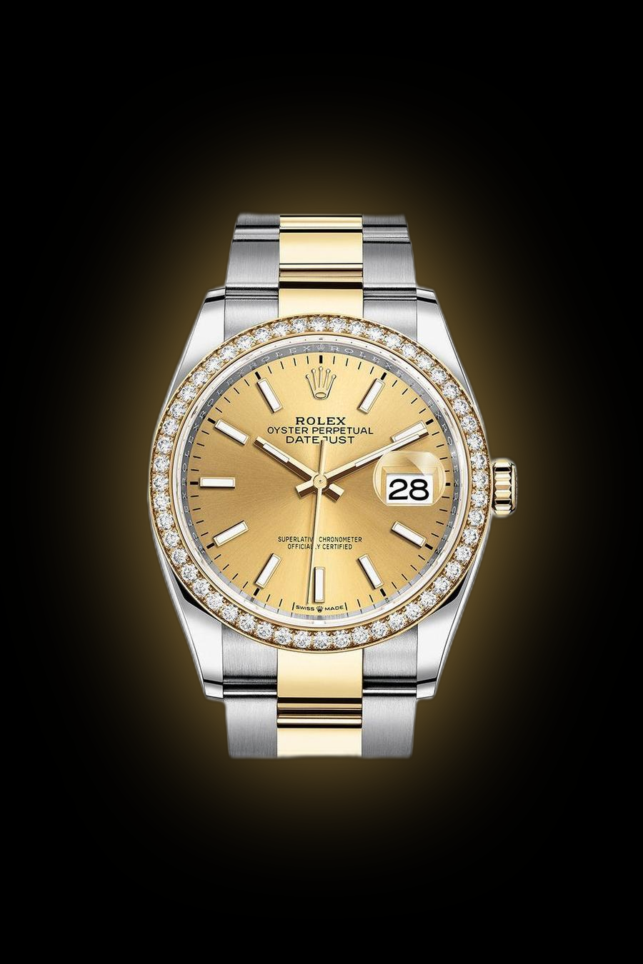 Rolex Datejust 36 126283 Champagne Dial, 18kt Yellow Gold, Oyster, Men ...