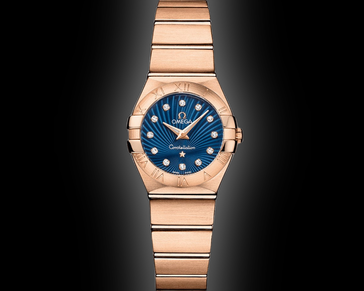 Omega Constellation Quartz 24 Brushed Red Gold / Blue Supernova