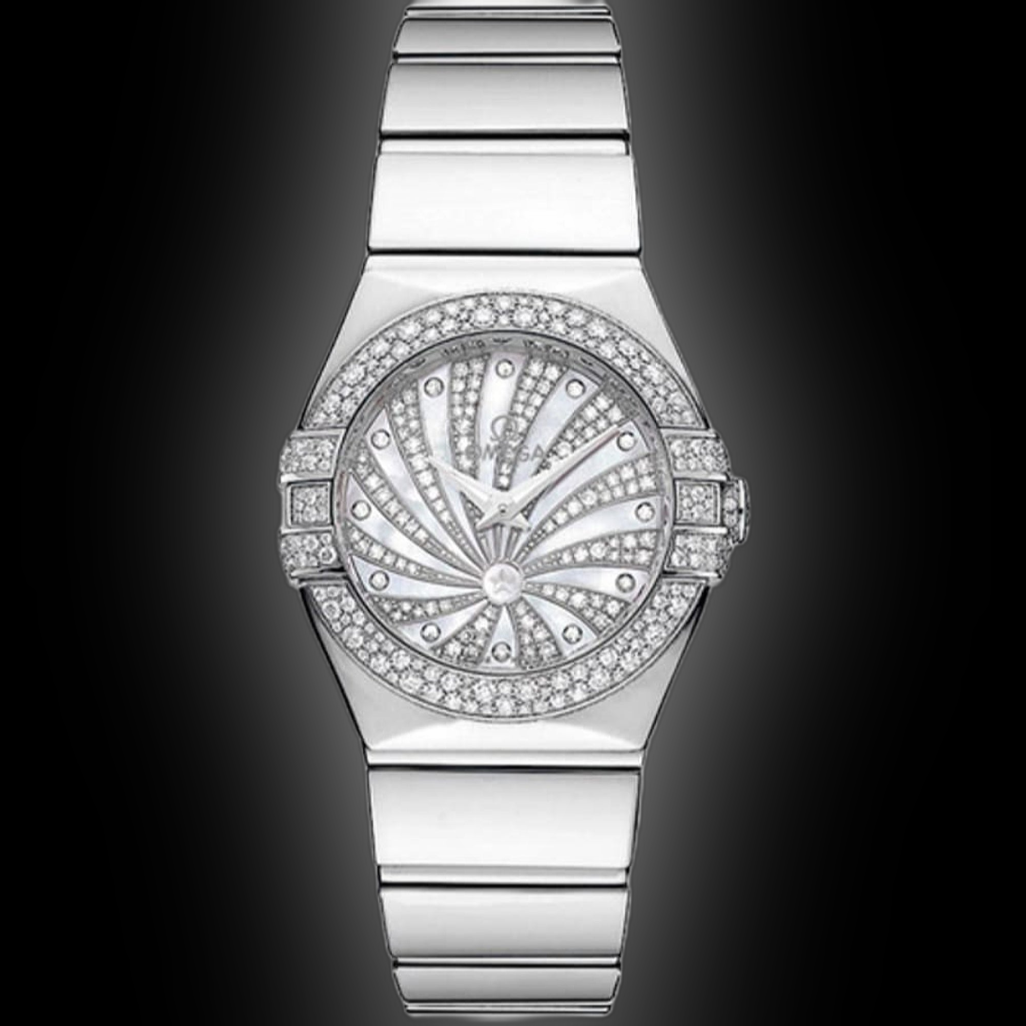 Omega Constellation Quartz 24 Polished White Gold / Diamond / MOP Supernova