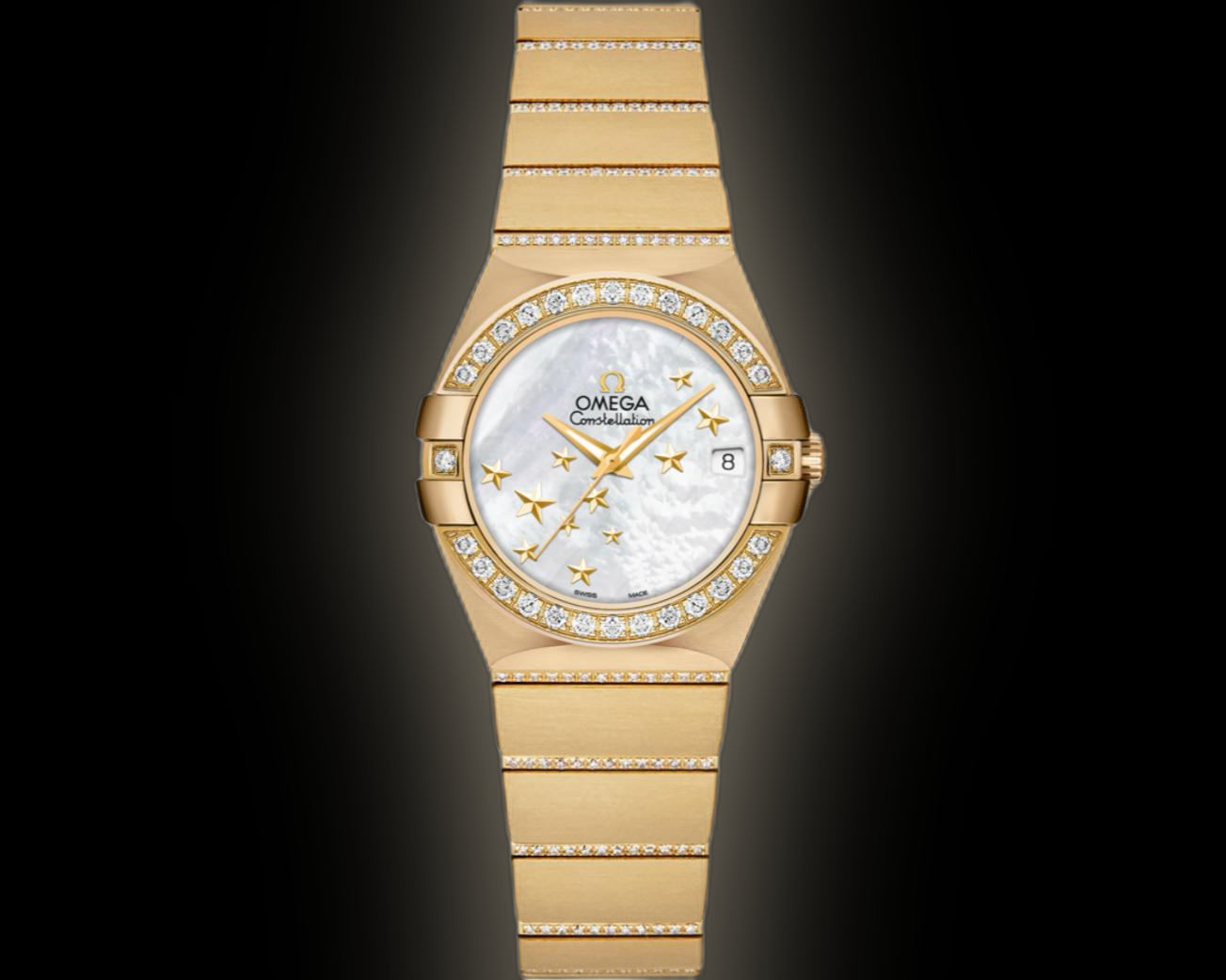 Omega Constellation 27 123.55 White Mother of Pearl Dial, 18kt Yellow ...
