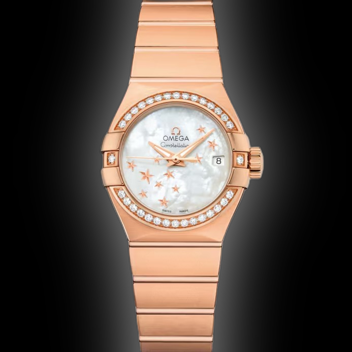 Omega Constellation 27 123.55 White Dial, Red Gold, 27.0 mm, MOP Stars