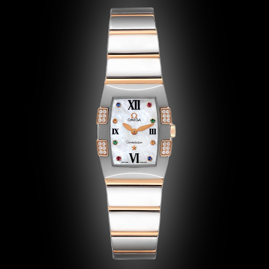 Omega Constellation Quadrella 1283.79 White Dial, Red Gold, 19.3 mm, Quartz