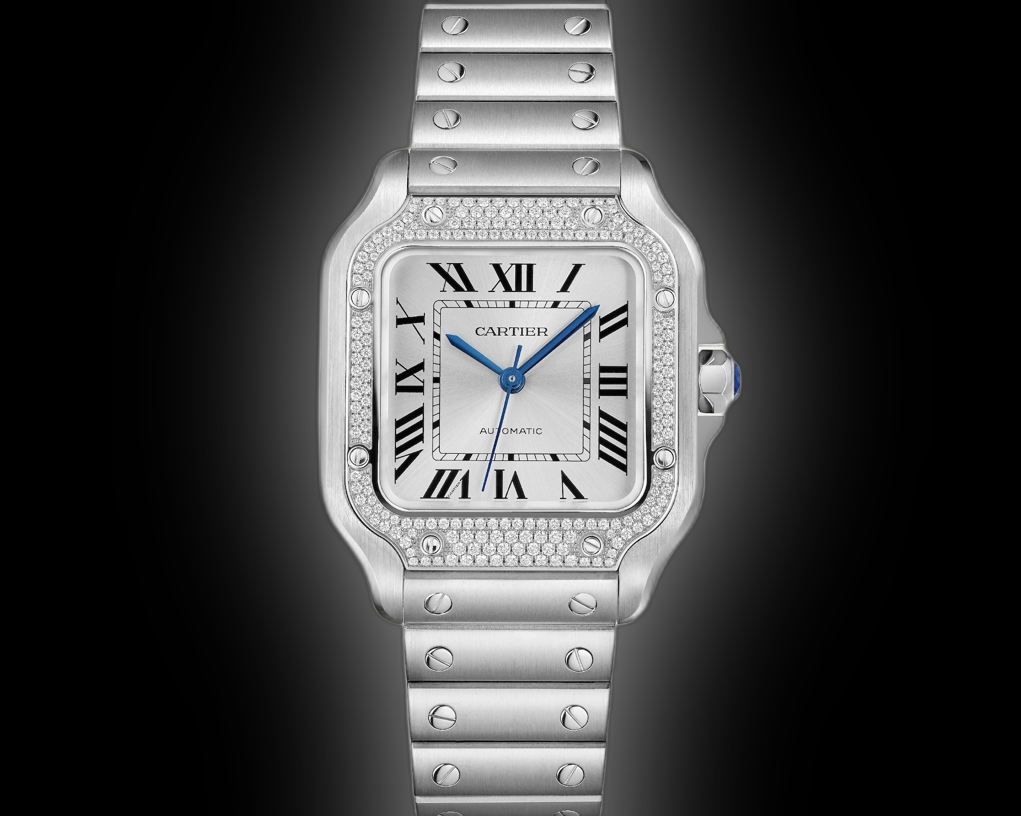 Cartier Santos de Cartier Steel Sunray Watch W4SA