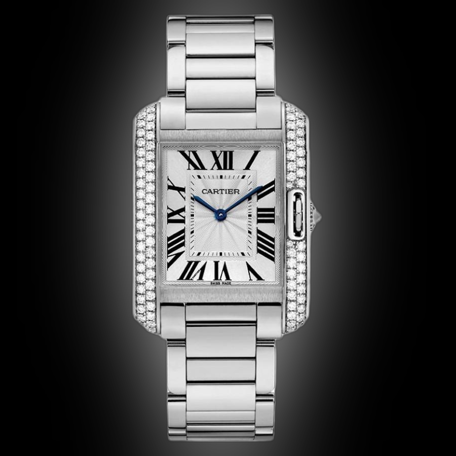 Cartier Tank Anglaise WT10 Silvered Flinquã© Dial, 18kt White Gold Set ...