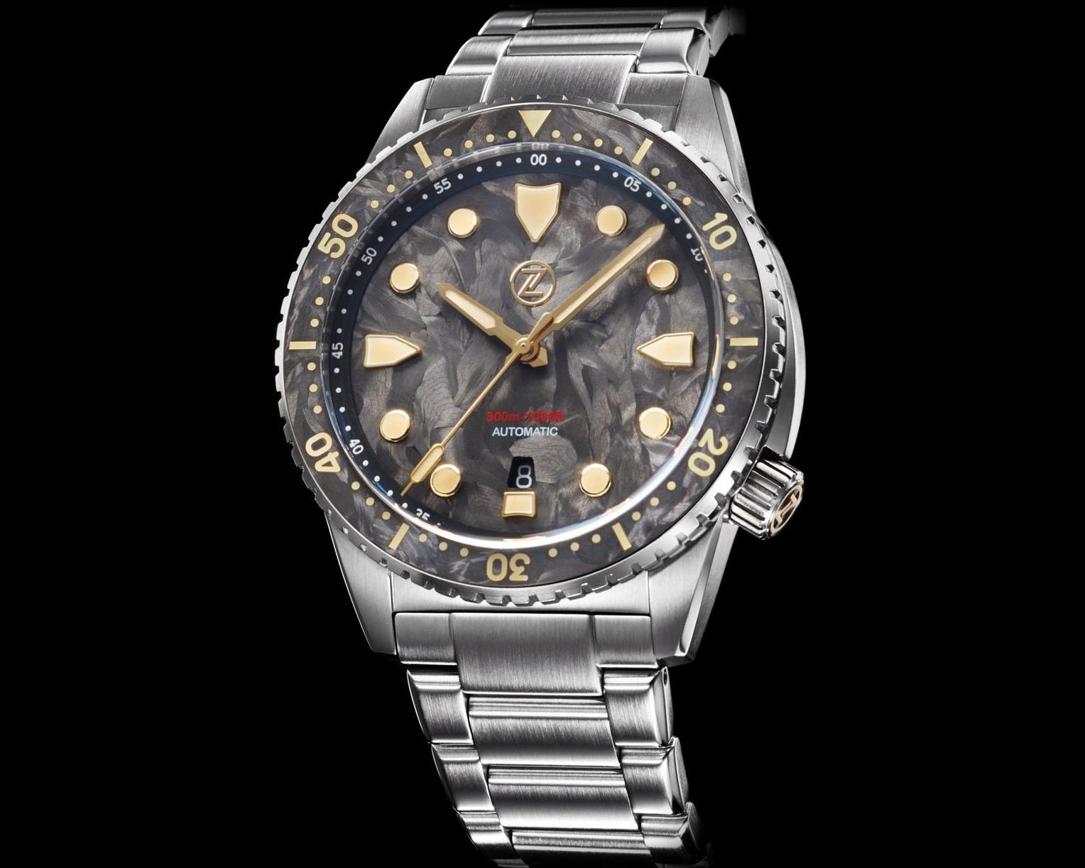 Zelos Great White V2 300 m Ceramic, Forged Carbon Dial, Stainless Steel ...